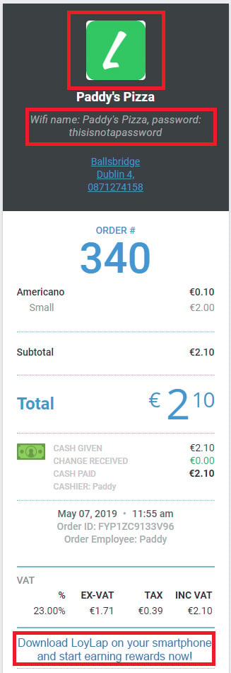 Amend receipts to promote your Loyalty Program
