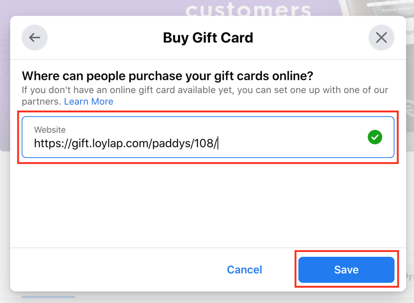 Add a 'Buy Gift Cards' button to your Facebook Page
