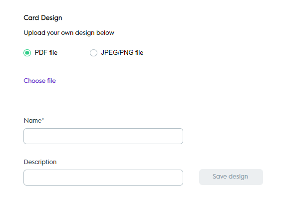 Uploading your existing Gift Card Design